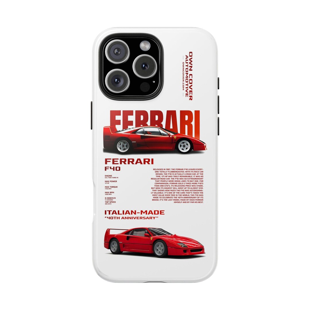 Ferrari F40 Tough Phone Case - Durable Phone Cover, Italian Sports Car ...