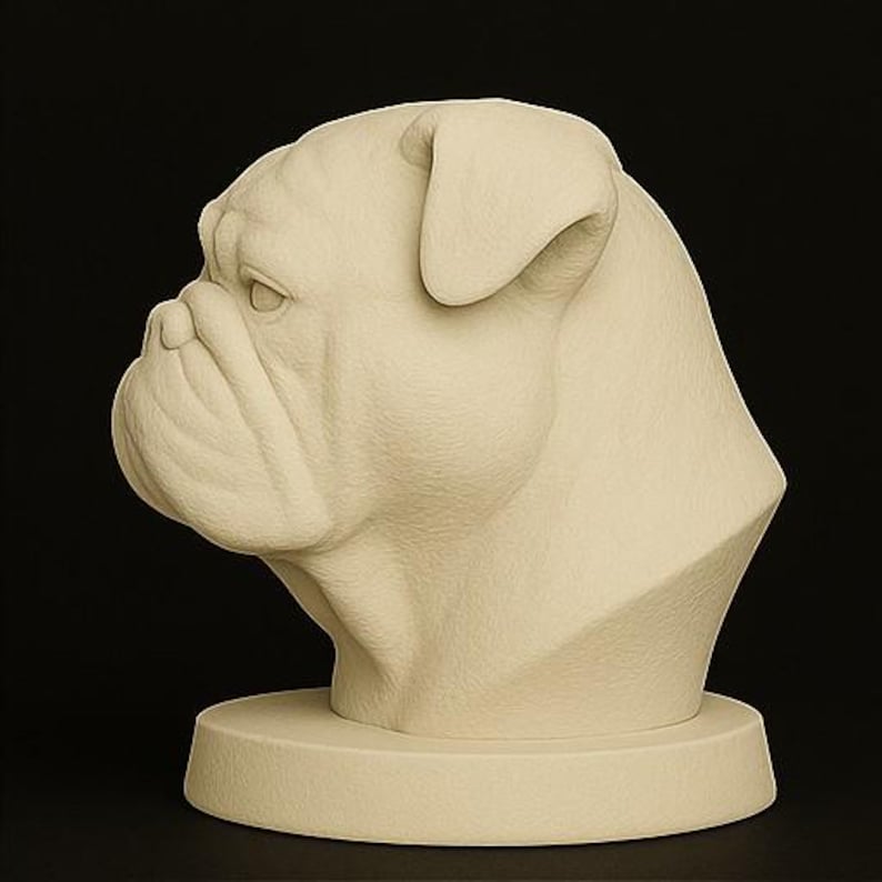 English Bulldog Dog Bust – STL & 3MF File – Digital Download – 3D ...