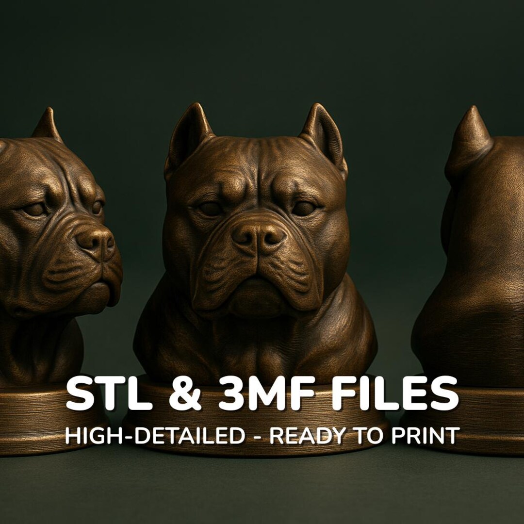 American Bully - Dog Bust - STL File - 3MF File - 3D Printable Dog ...
