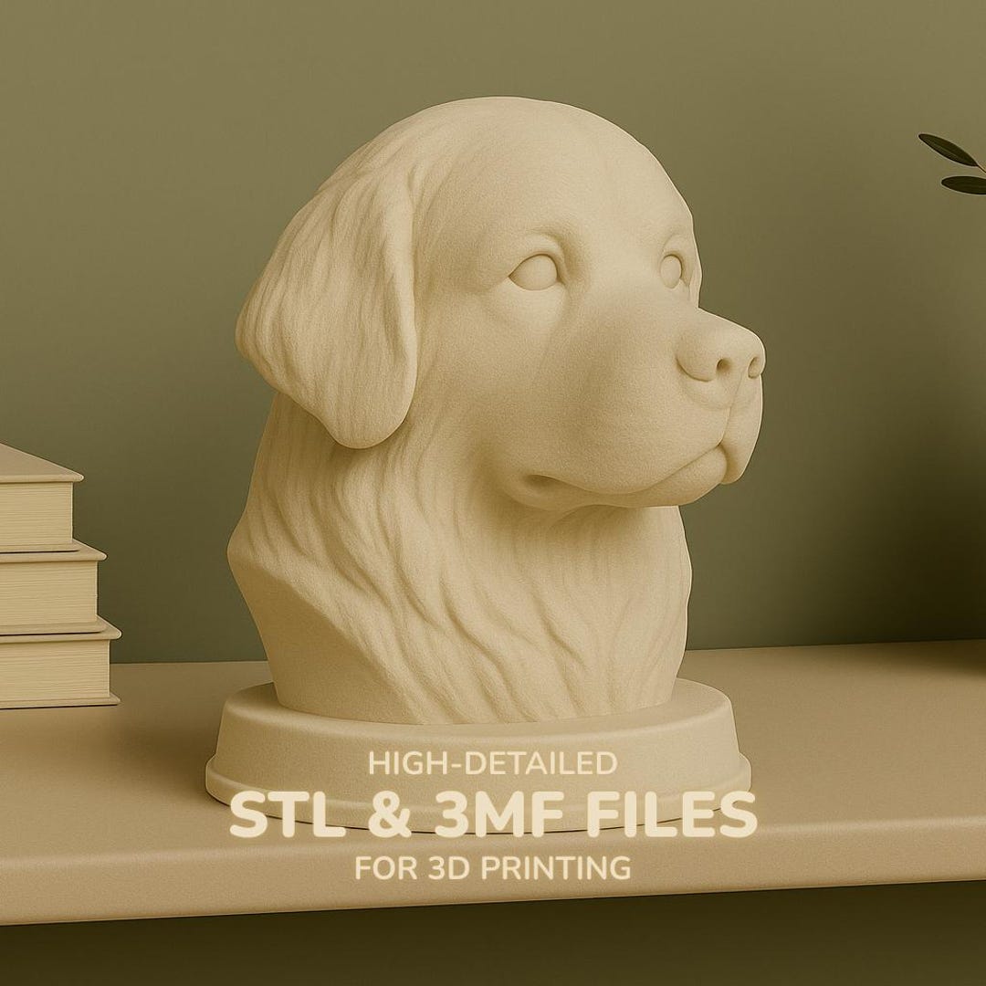 Newfoundland Dog Bust – 3D Printable Statue (STL/3MF File) - Etsy