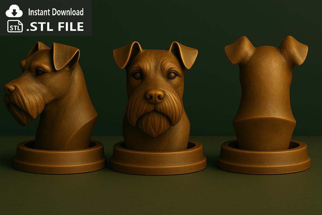 Miniature Schnauzer Dog Bust – Digital STL + 3MF File for 3D Printing ...