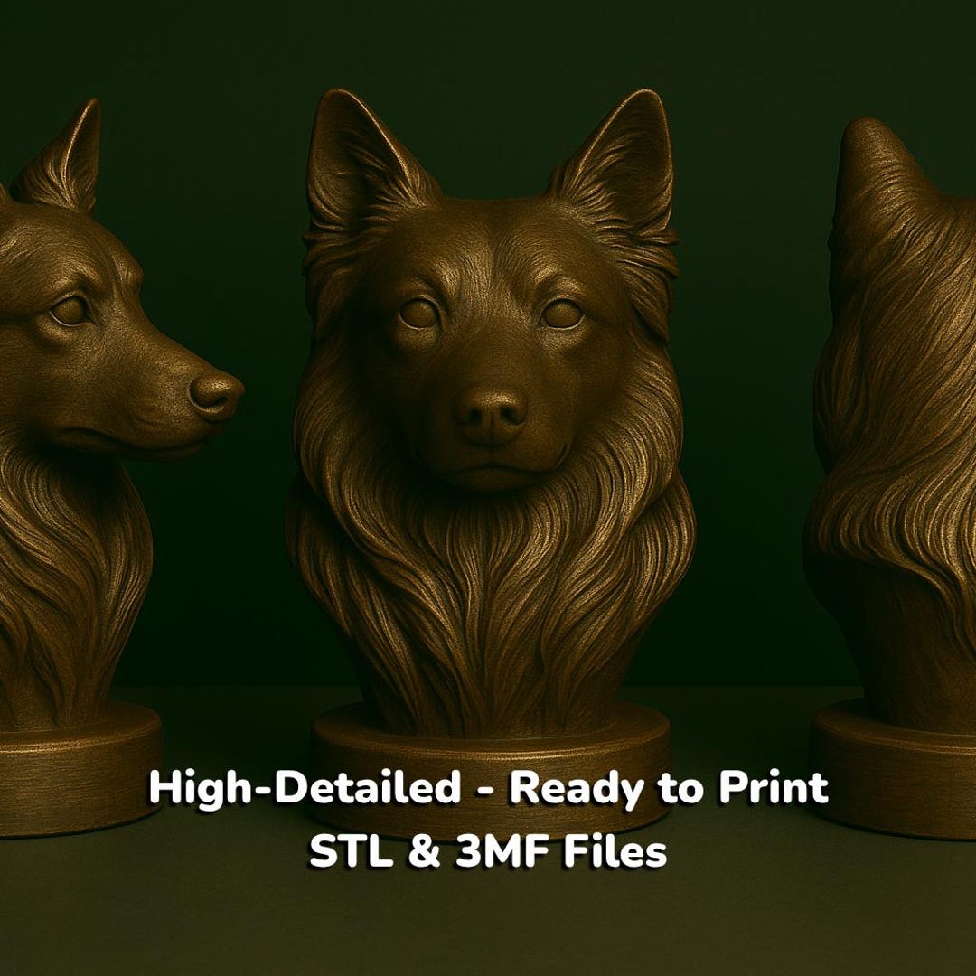 Border Collie Bust Statue STL File – 3D Printable Pet Memorial (digital ...