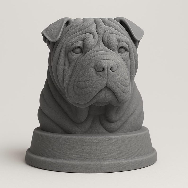 Shar Pei Bust - 3D Printable Dog Memorial (STL & 3MF File) - Etsy