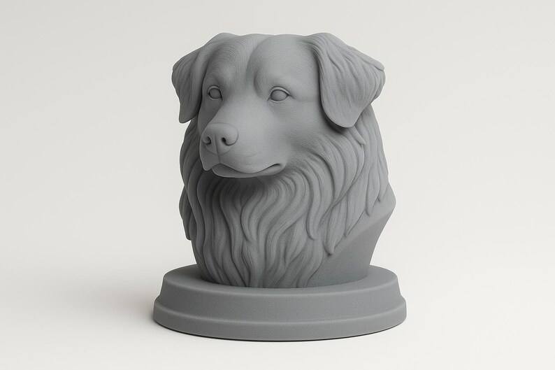 Printable Australian Shepherd STL Bust – Digital 3D Dog Sculpture for ...