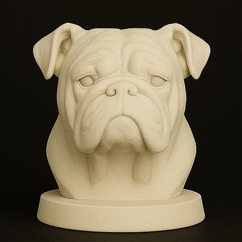 English Bulldog Dog Bust – STL & 3MF File – Digital Download – 3D ...