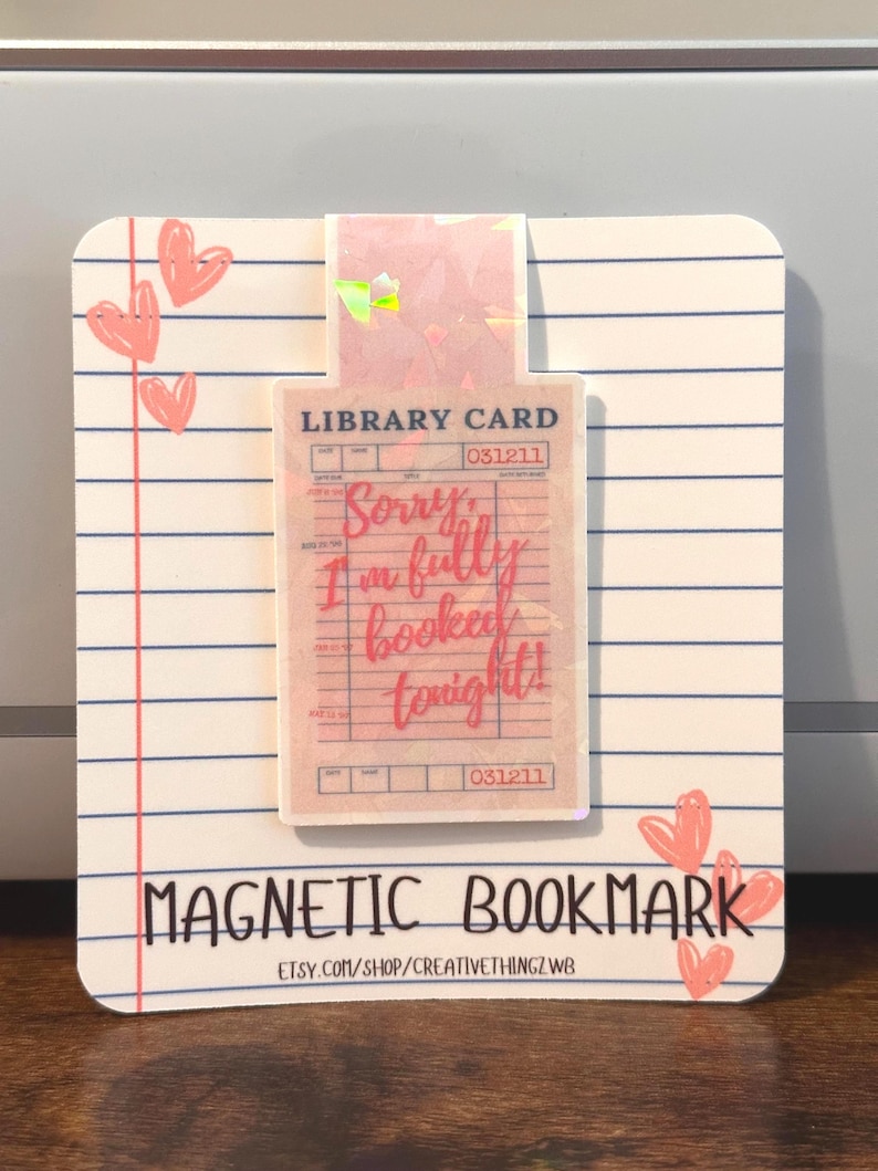 Sparkly Pink Library Card Magnetic Bookmark: Bookworm Gift - Etsy
