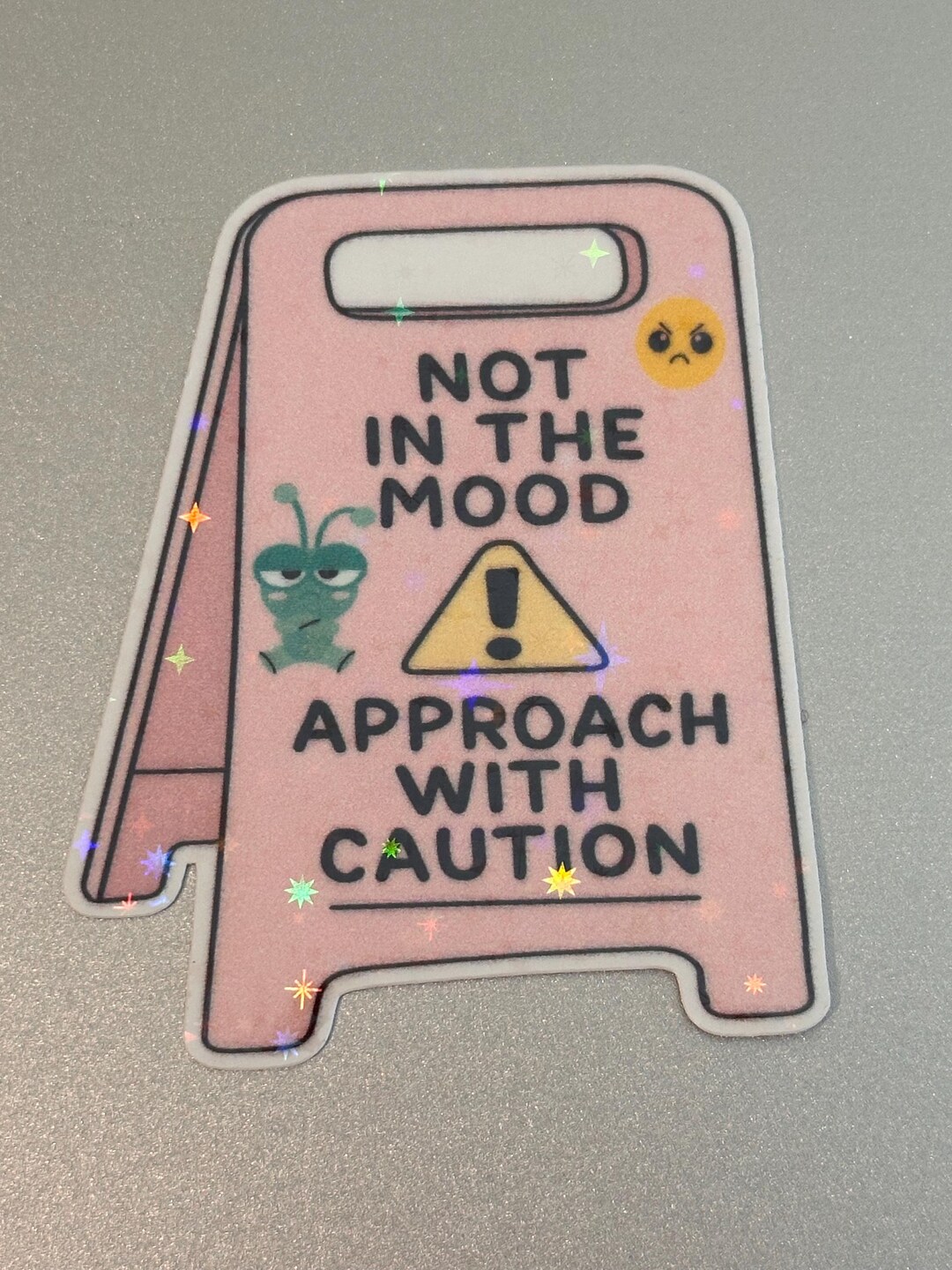 Pink Caution Sign Sticker Not in the Mood Sticker Sassy Mood Sticker ...