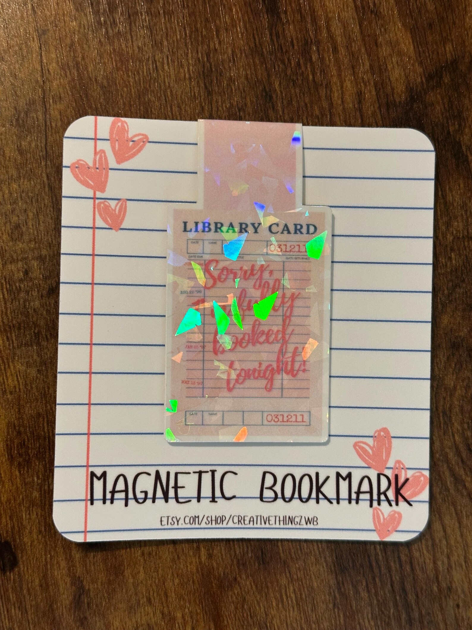 Sparkly Pink Library Card Magnetic Bookmark: Bookworm Gift - Etsy