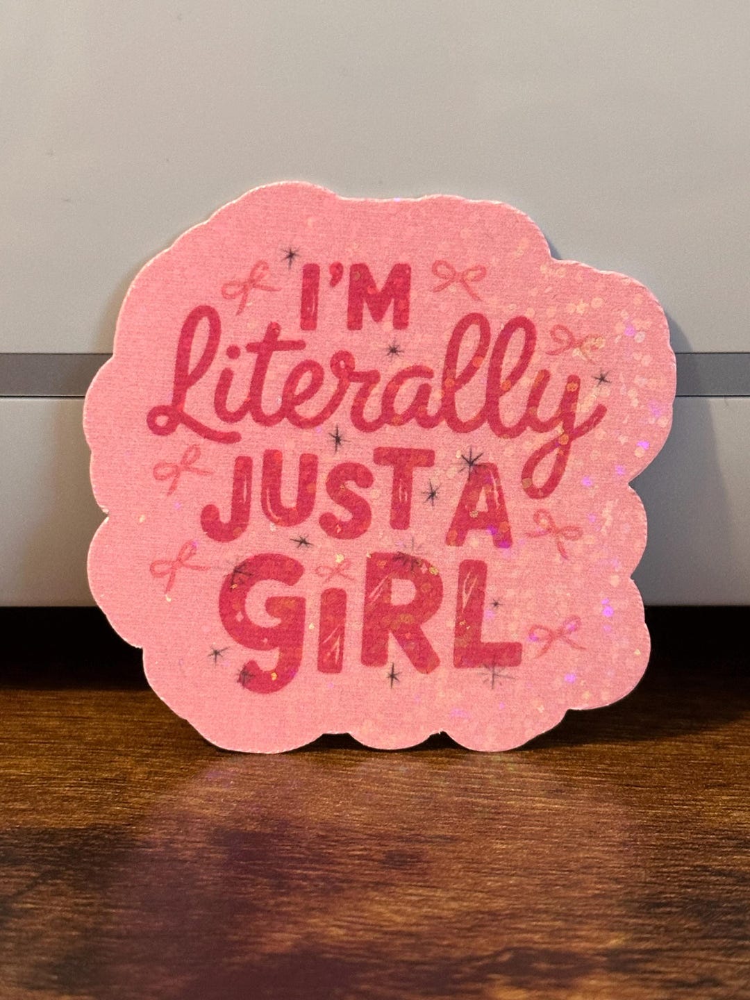 I'm Literally Just a Girl Sticker, Glittery Pink Vinyl Decal - Etsy