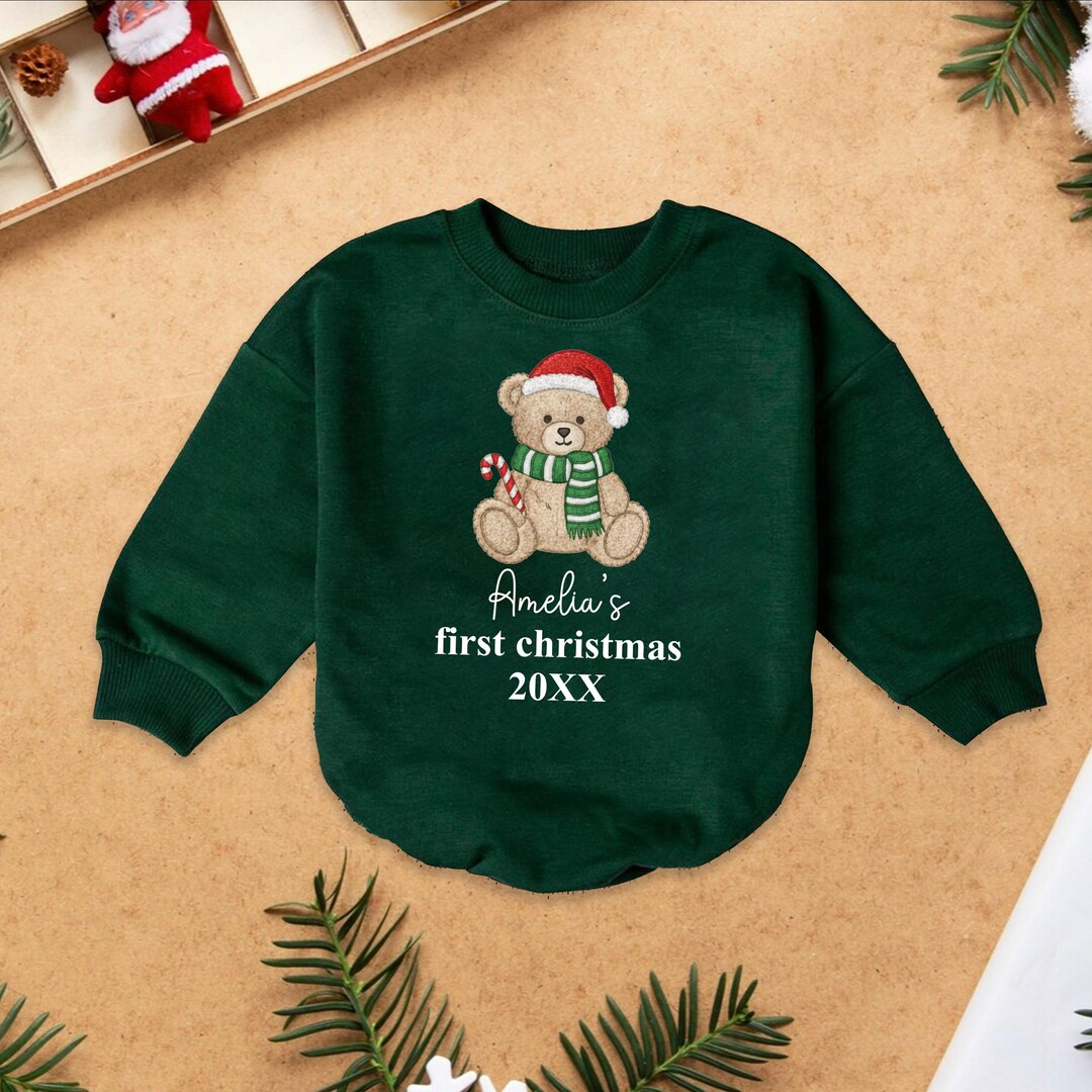 Personalized Teddy Bear First Christmas Romper: Custom Baby Name - Etsy