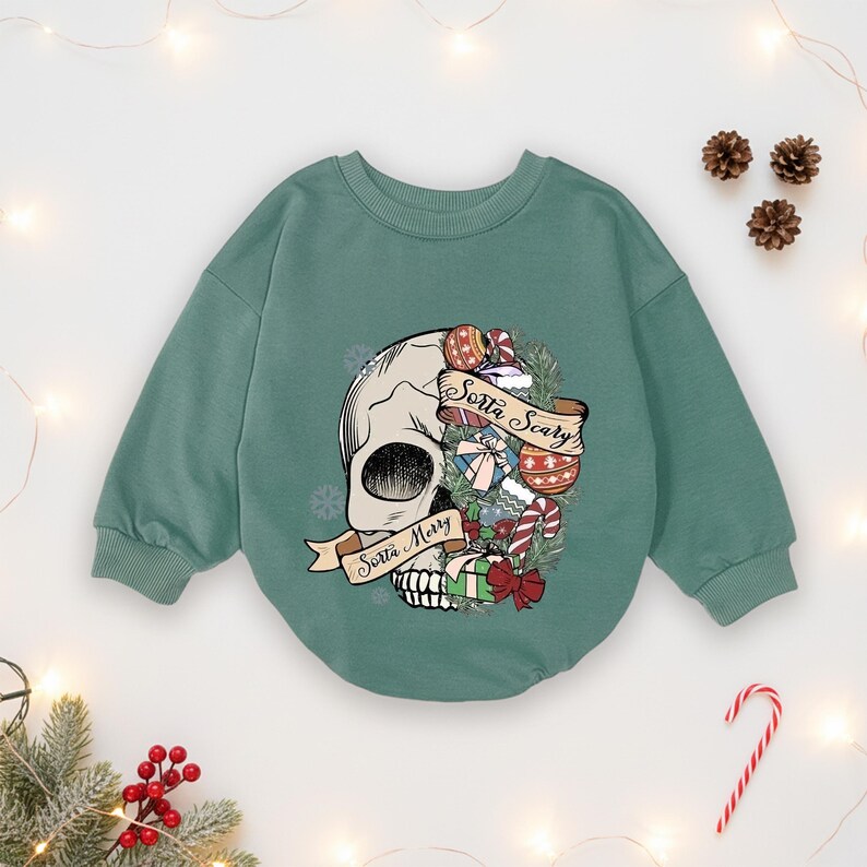 Sorta Scary Sorta Merry Baby Romper Personalized Christmas Gift Gothmas ...