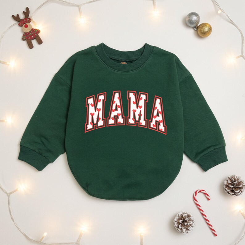 Mama Heart Varsity Baby Romper, Red Block Letter MAMA Infant Jumpsuit ...