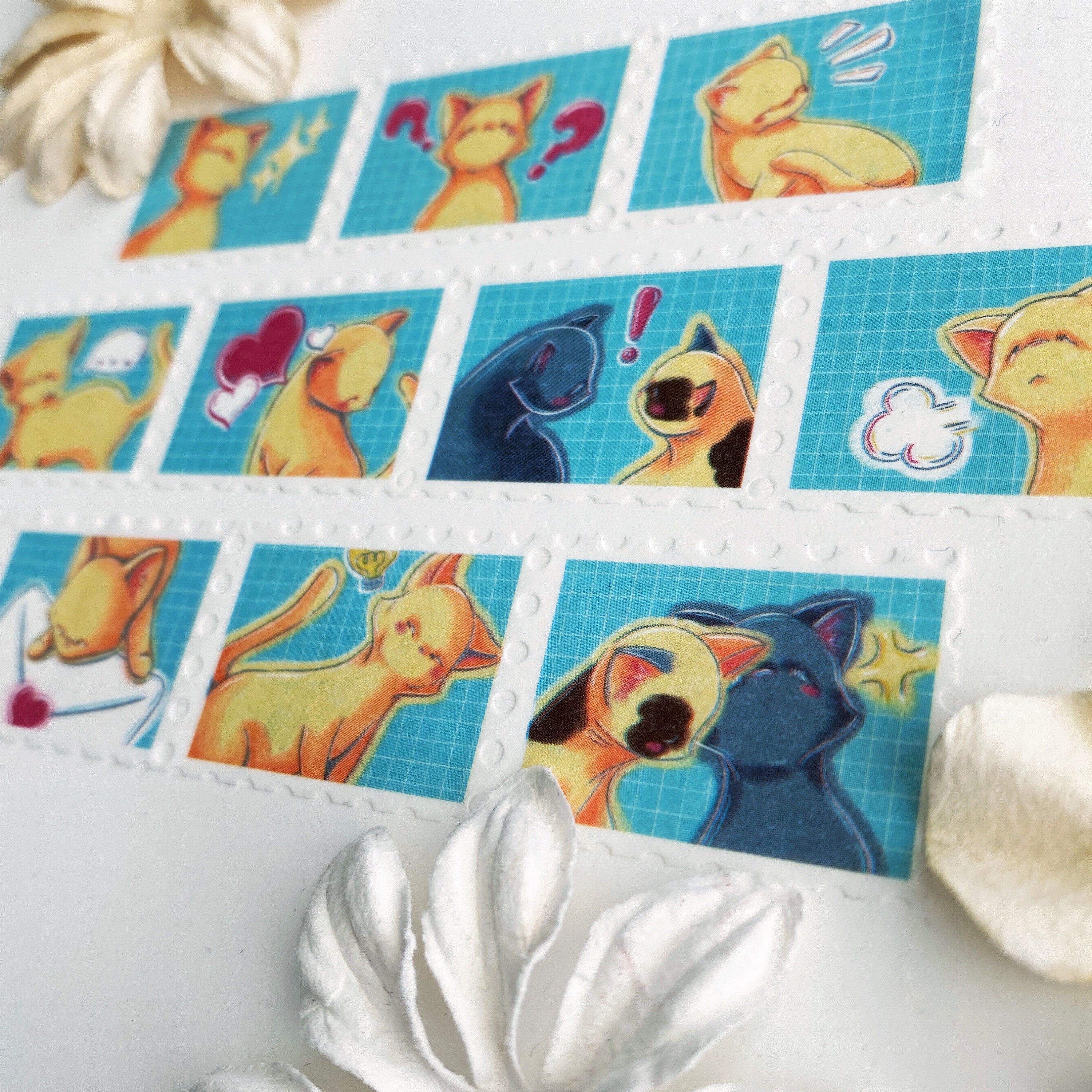 Catmoji Cat Washi Tape Stamp Style | Etsy