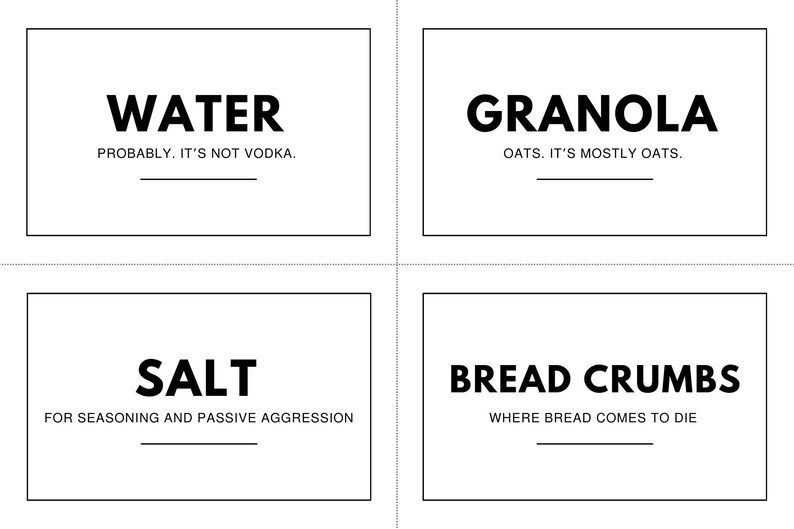 Funny Pantry Labels – Set of 12 Printable PDF Labels - Etsy