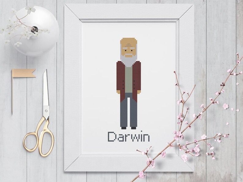 Charles Darwin - Cross Stitch Pattern - Instant Download - Etsy