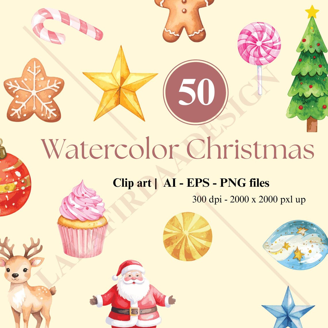 Christmas Season Watercolor Clip Art: Element for Creative Design PNG ...
