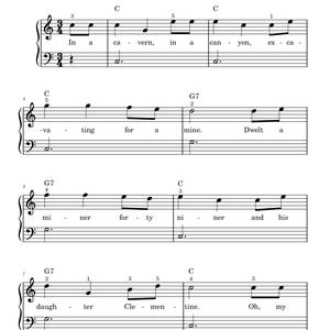 Oh My Darling Clementine – Easy Piano Sheet Music - Etsy