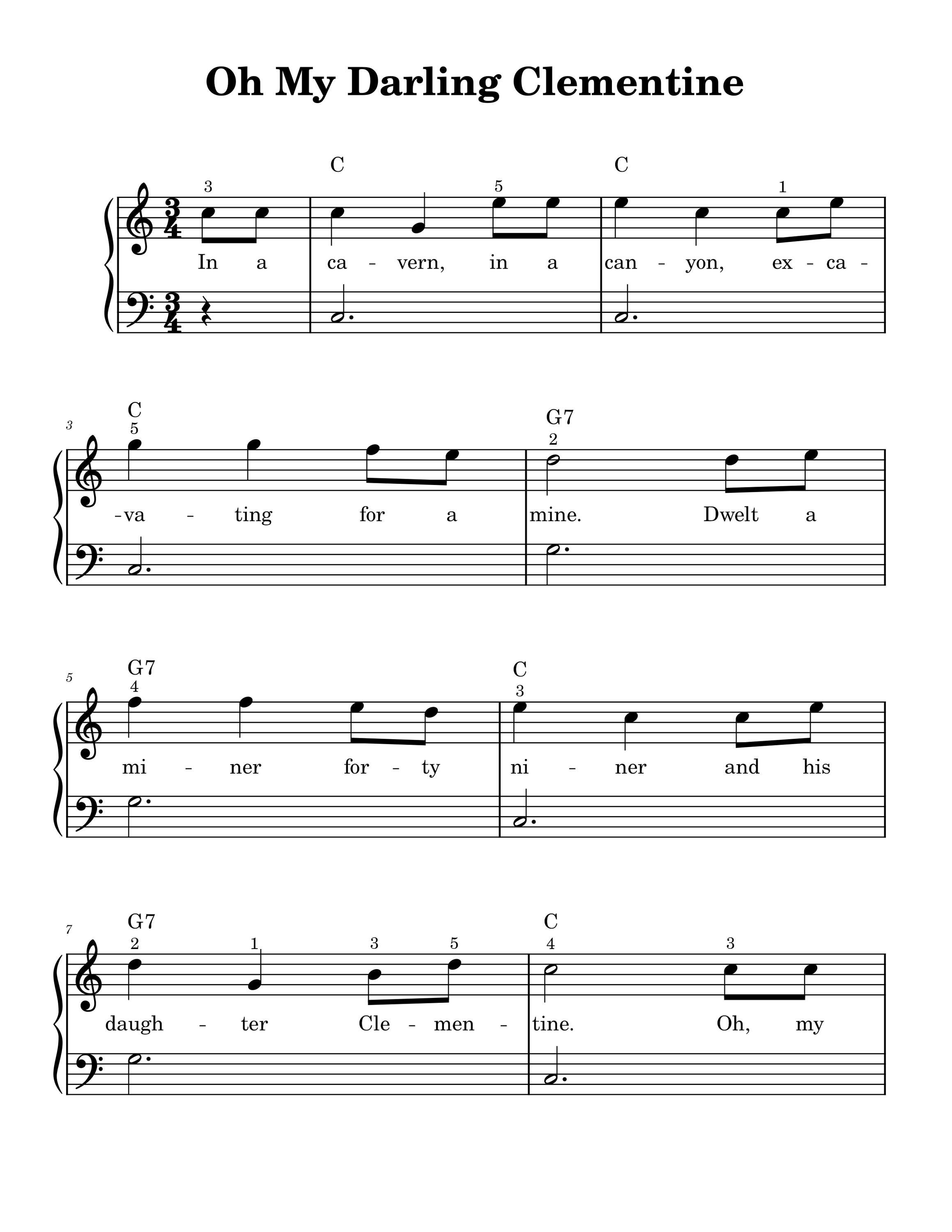 Oh My Darling Clementine – Easy Piano Sheet Music - Etsy