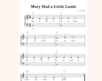 Mary Had a Little Lamb- Piano Easy Sheet - Etsy