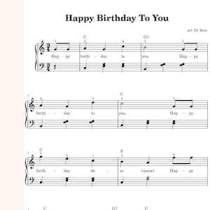 Happy Birthday to You – Easy Piano Sheet Music - Etsy