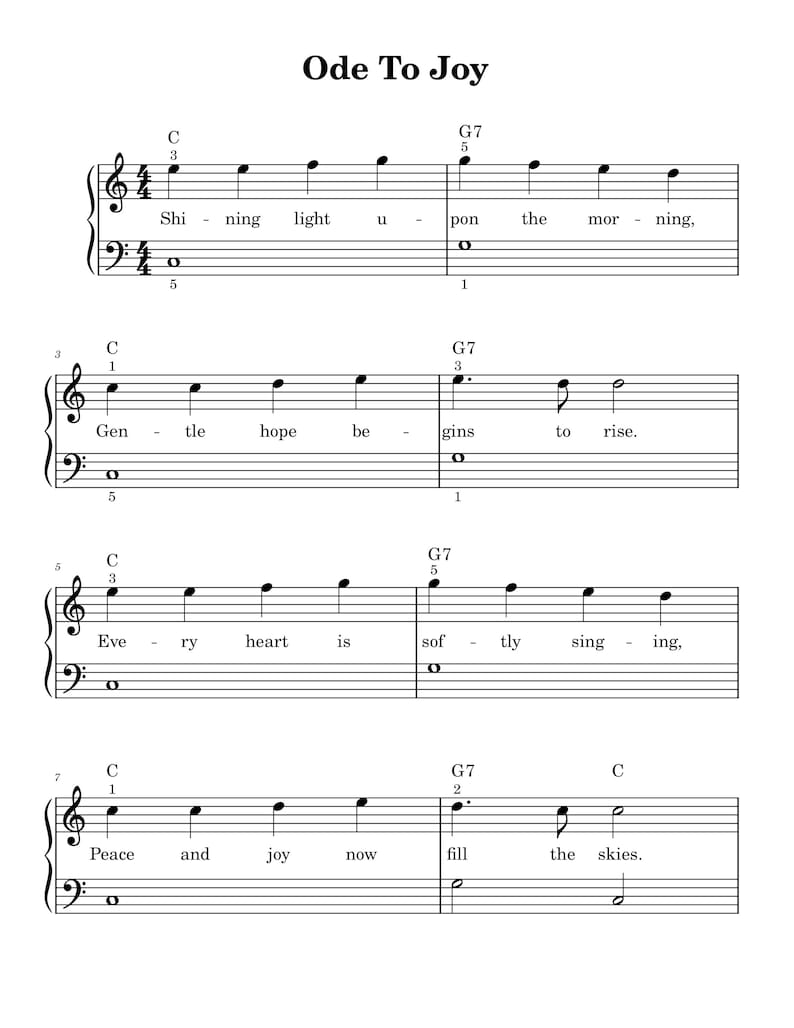 Ode to Joy – Easy Beginner Piano Sheet Music - Etsy