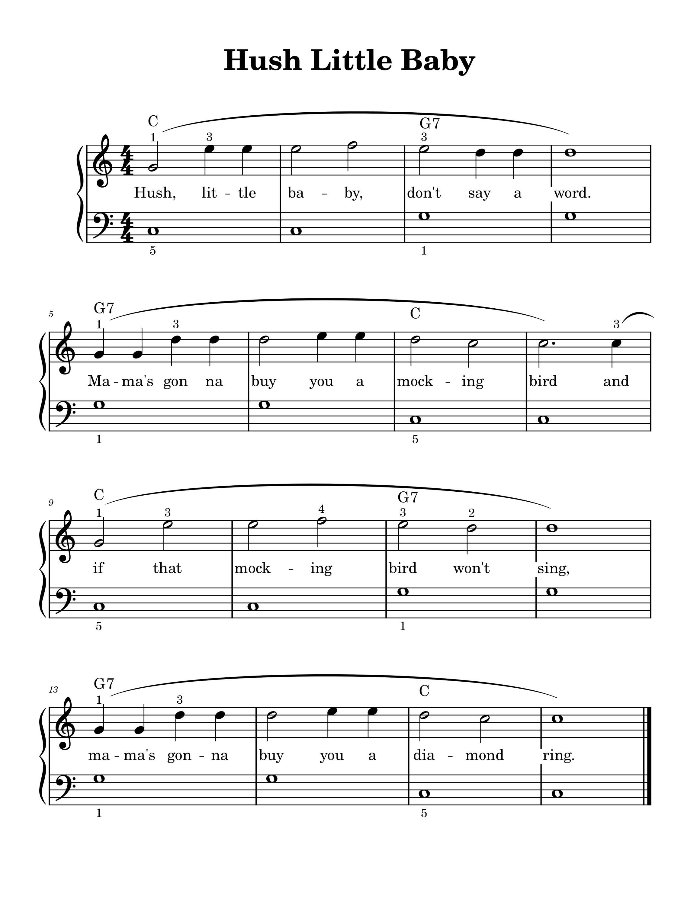 Hush Little Baby – Easy Piano Sheet Music - Etsy