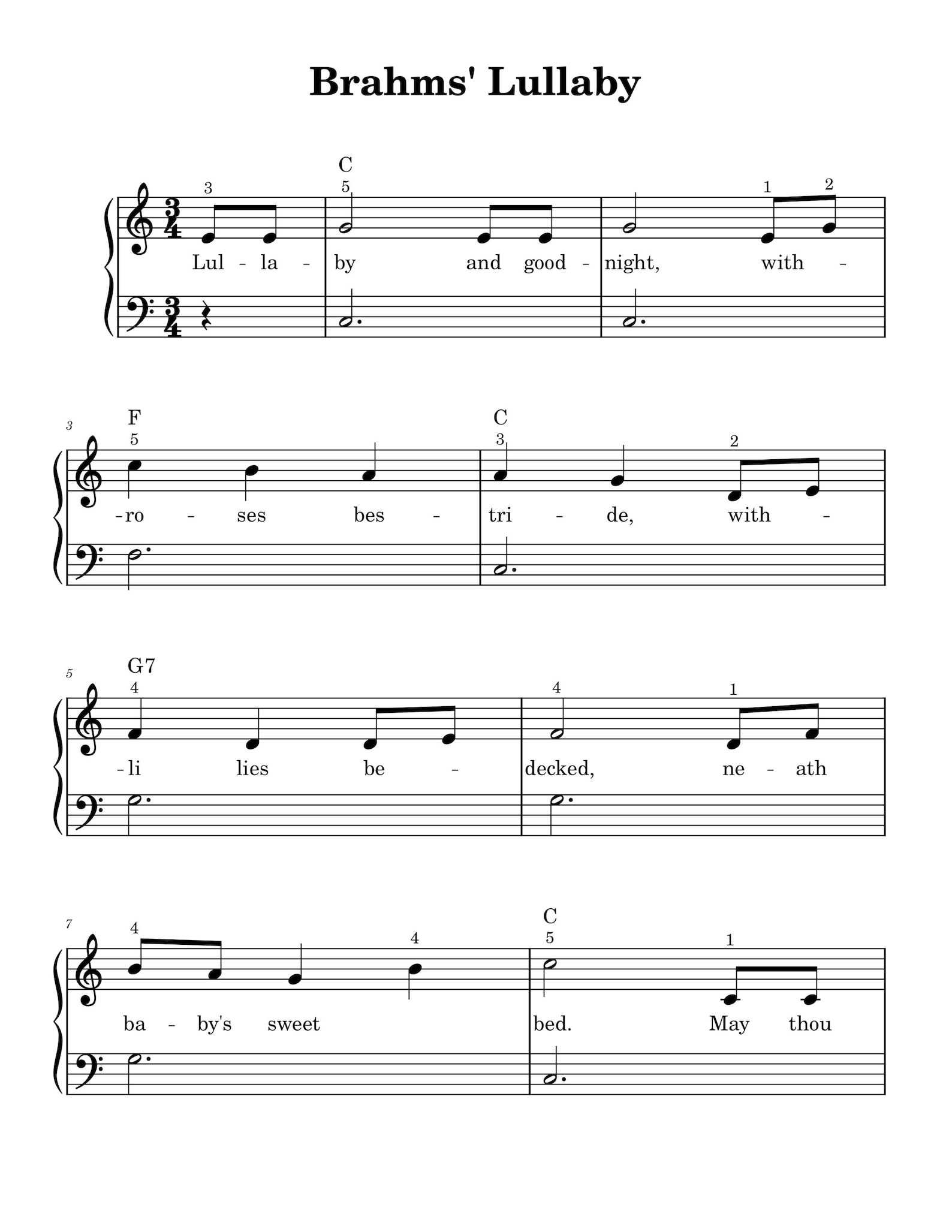 Brahms' Lullaby – Easy Piano Sheet Music - Etsy