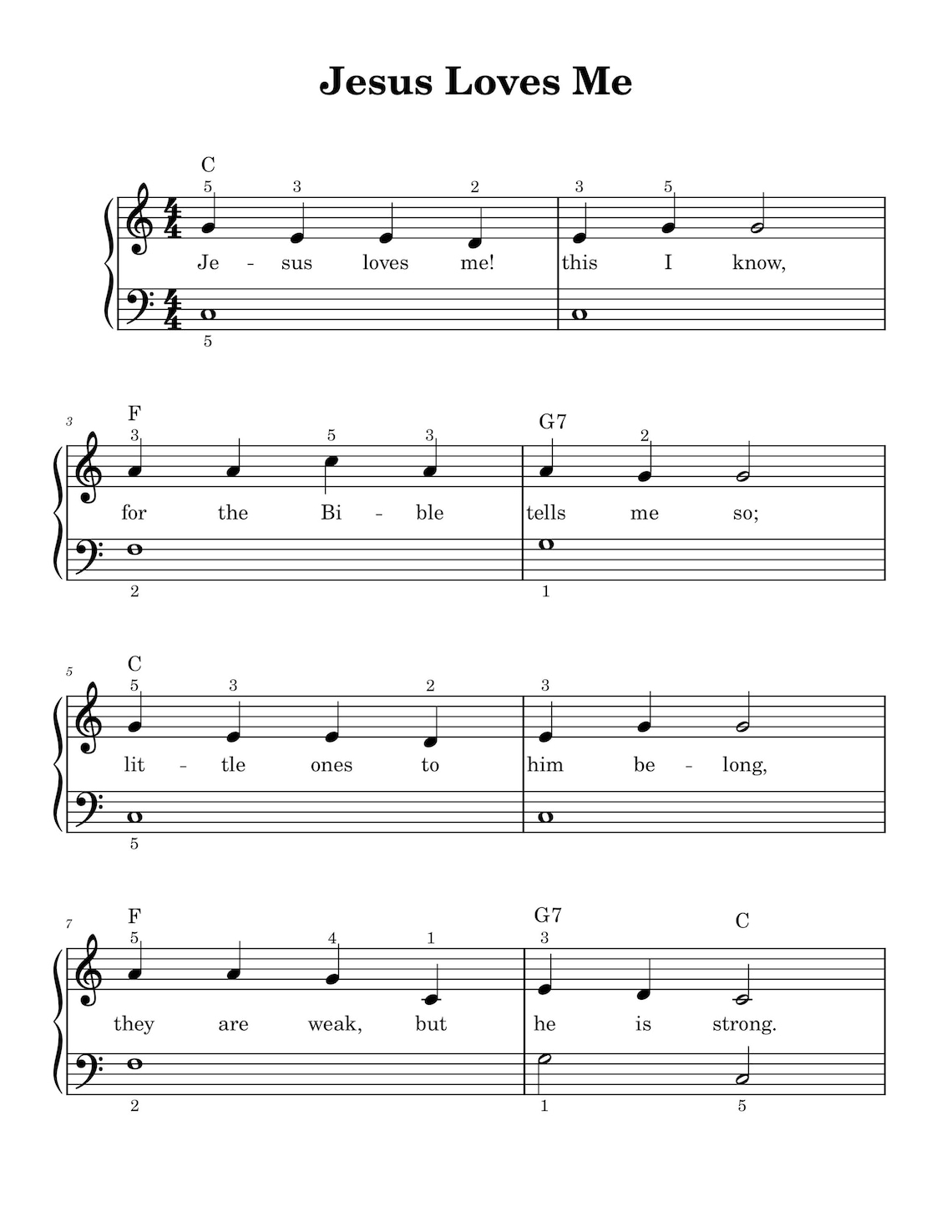 Jesus Loves Me Easy Piano Sheet Music Etsy