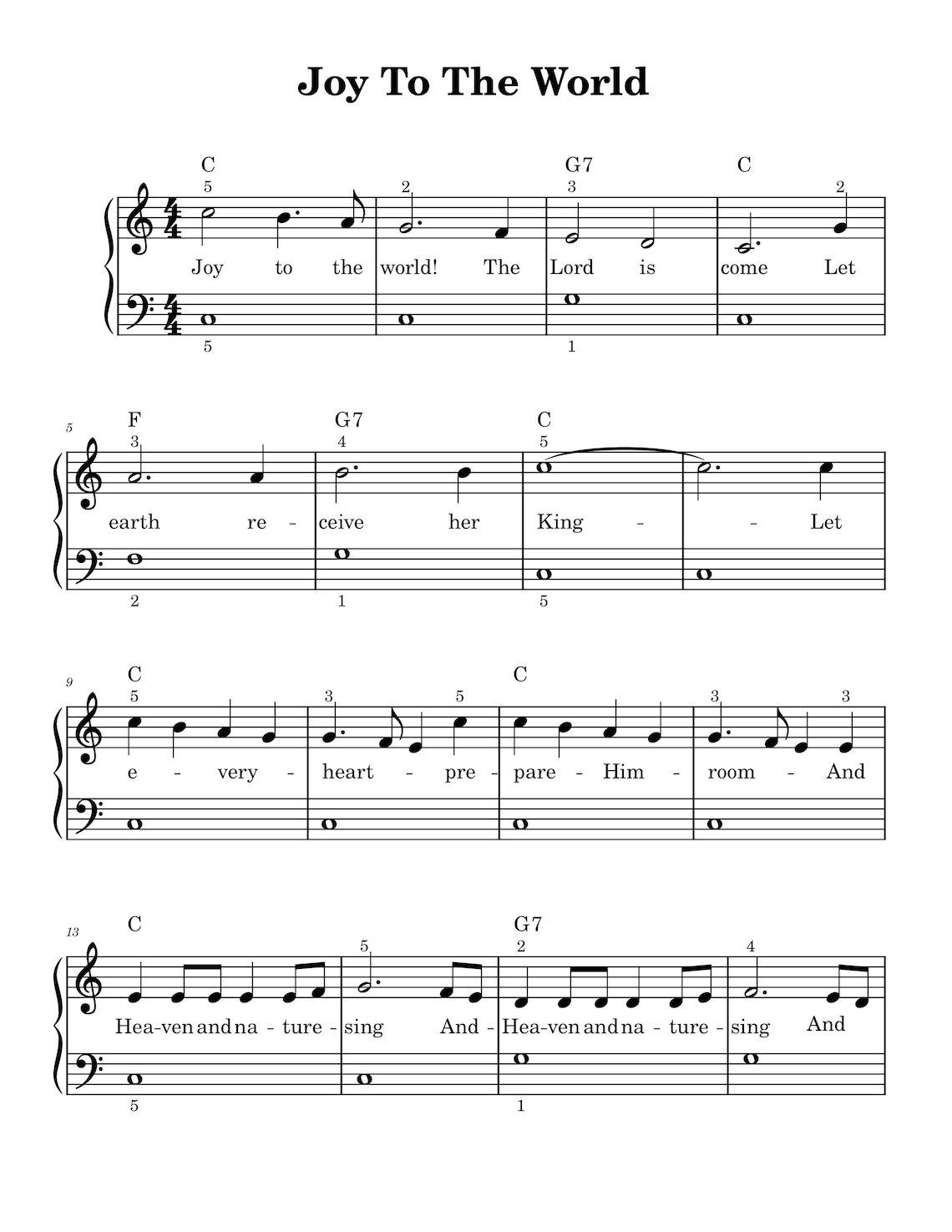 Joy to the World – Easy Piano Sheet Music - Etsy