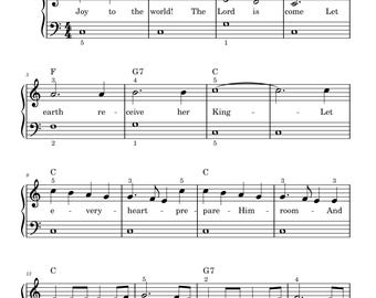 Joy to the World Easy Piano Sheet Music (digital Download), Kids ...