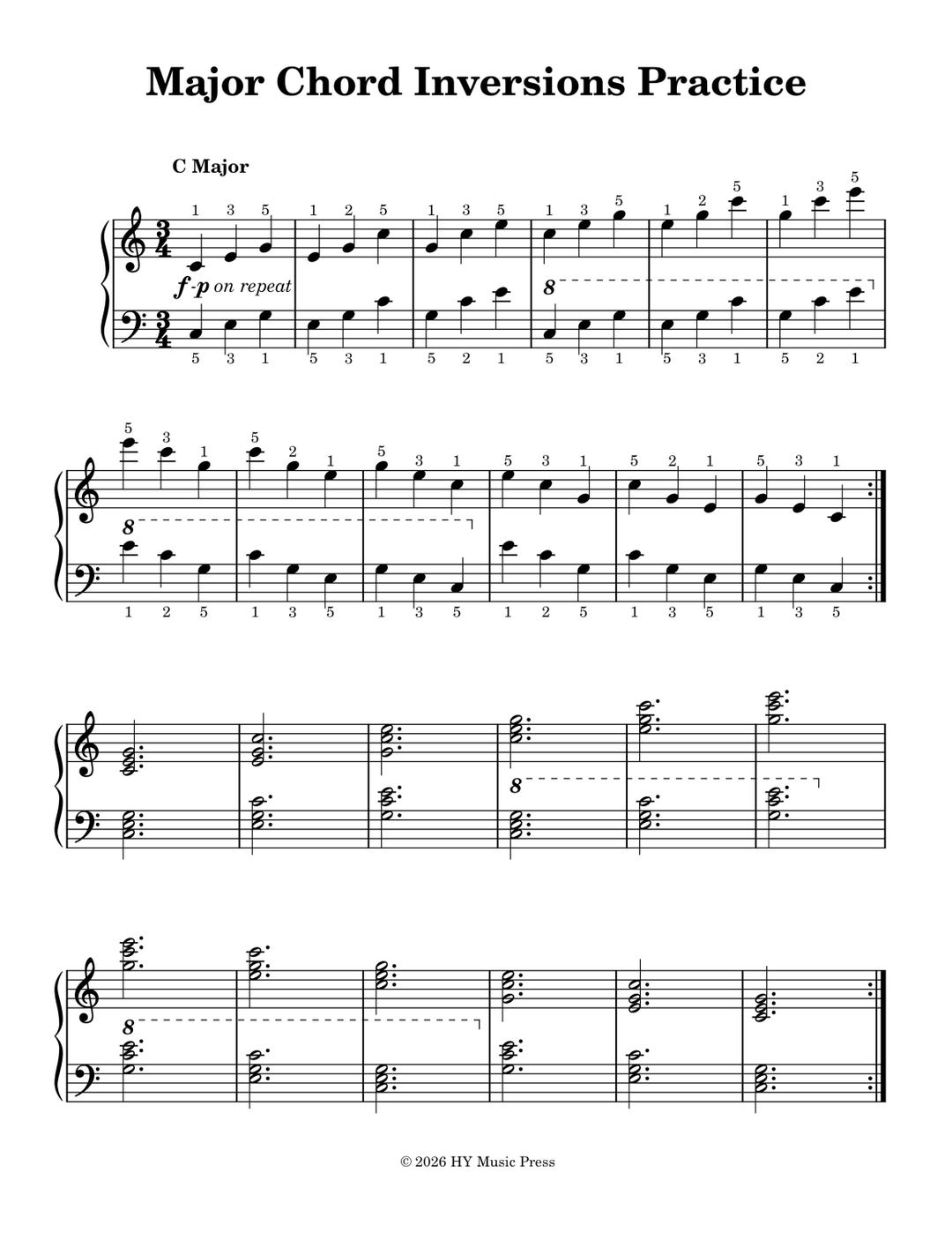 Major Chord Inversions Practice | Digital Sheet Music (PDF Download) - Etsy