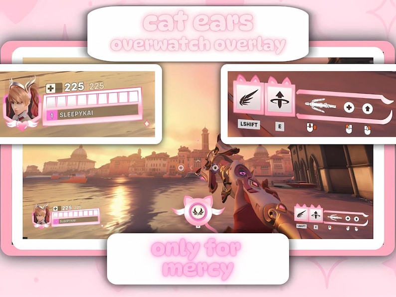 Cat Ears Mercy HUD Overlay | Overwatch Overlay | Twitch Overlay | Stream Overlay | Youtube ...