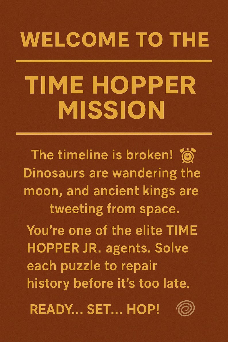 Time Hopper Jr. | Kids Printable Escape Room Game for Ages 8-11 | Fun ...