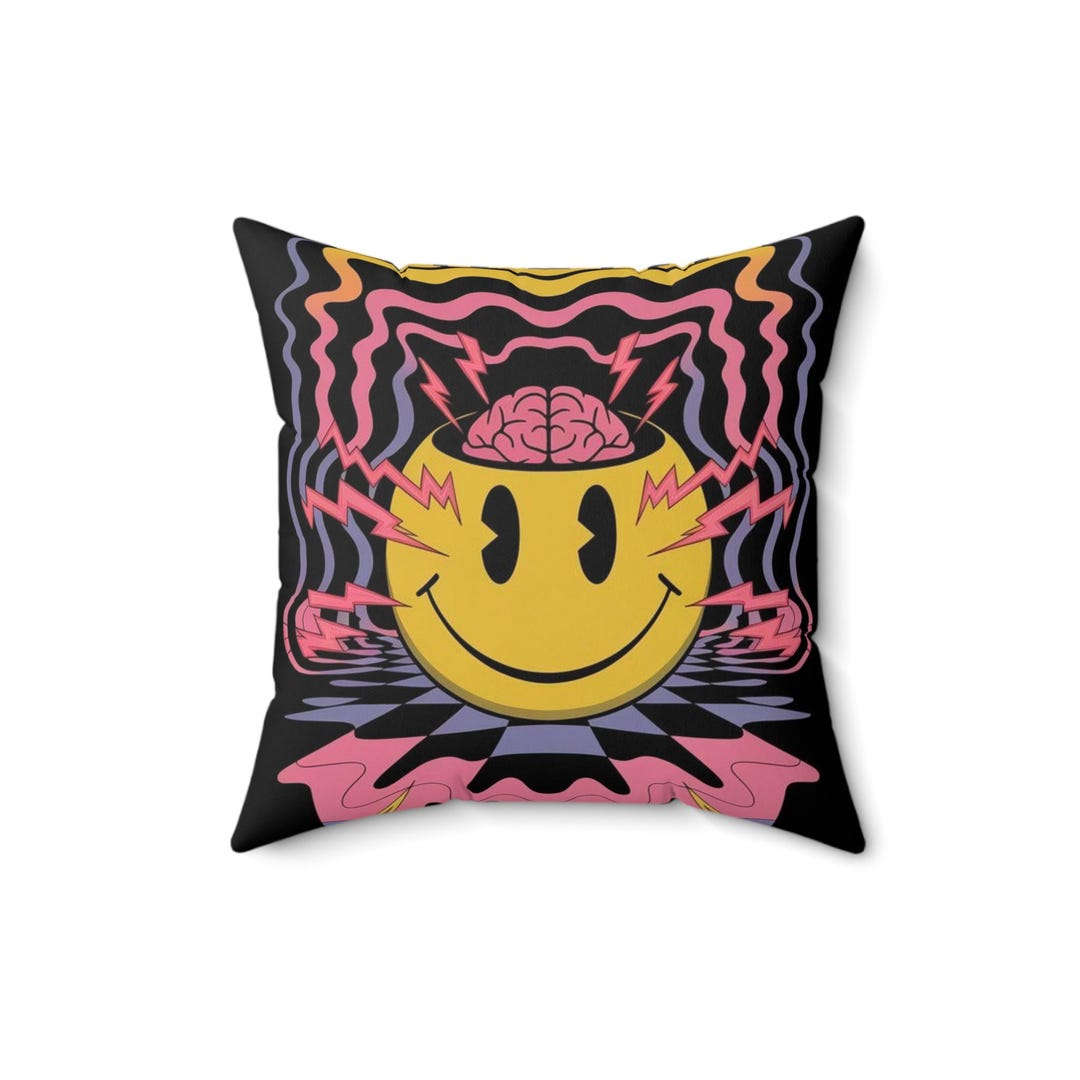 Psychedelic Smiley Face Pillow - Etsy