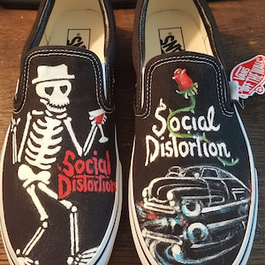 SOCIAL DISTORTION Hand Painted Custom Skelly Mike Ness Shoes Sneakers ...