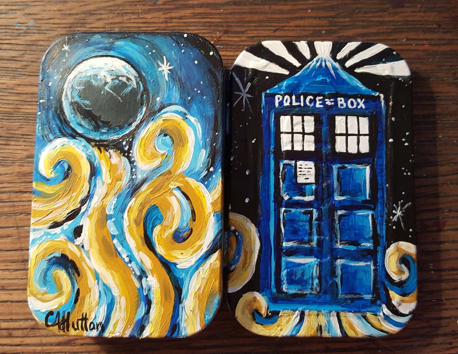 Doctor Who Handpainted ALTOIDS Tin Tardis With Swirls Dr. Who - Etsy