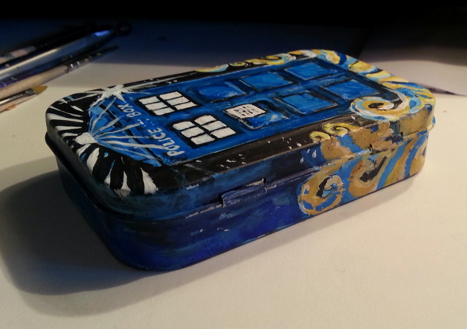 Doctor Who Handpainted ALTOIDS Tin Tardis With Swirls Dr. Who - Etsy