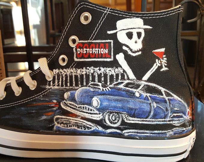 SOCIAL DISTORTION Hand Painted Custom Designed Shoes Sneakers Band ...