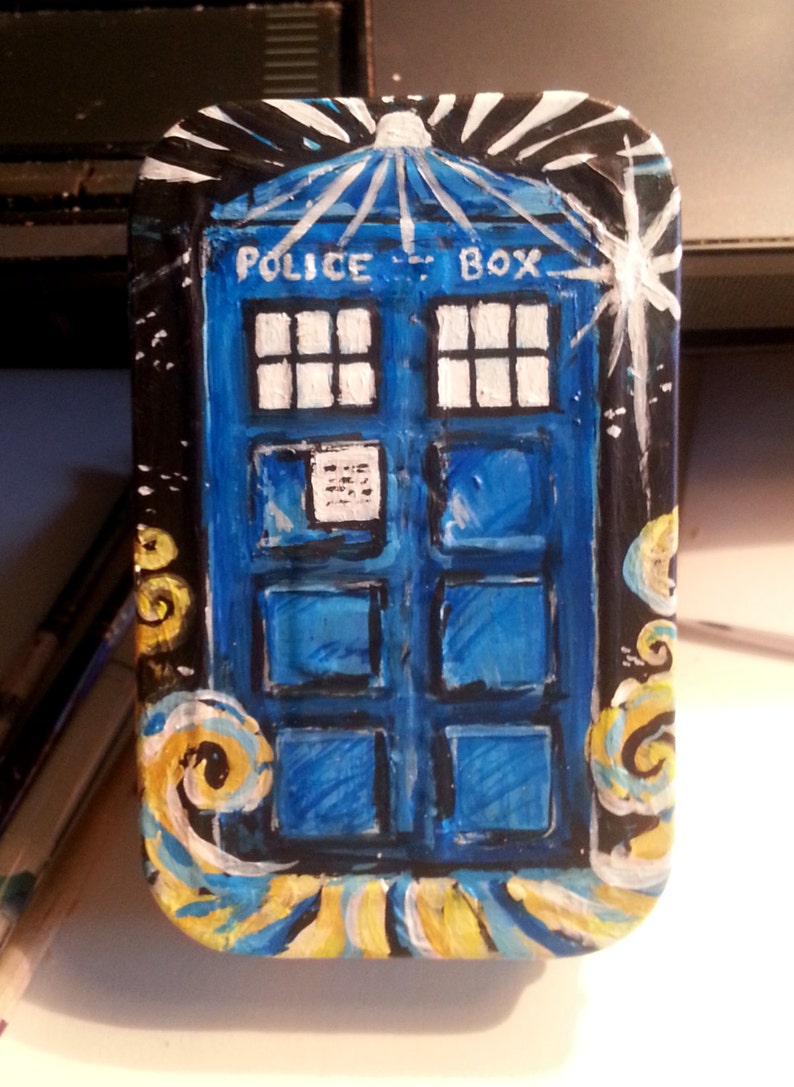 Doctor Who Handpainted ALTOIDS Tin Tardis With Swirls Dr. Who Survival ...