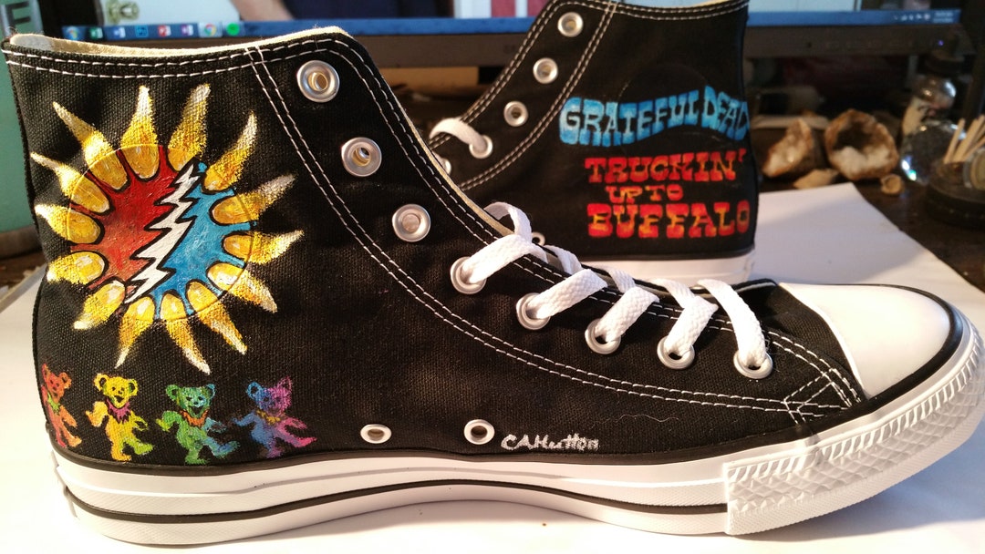 Hand-painted Grateful Dead Converse Shoes Custom Design Hippie Jerry ...
