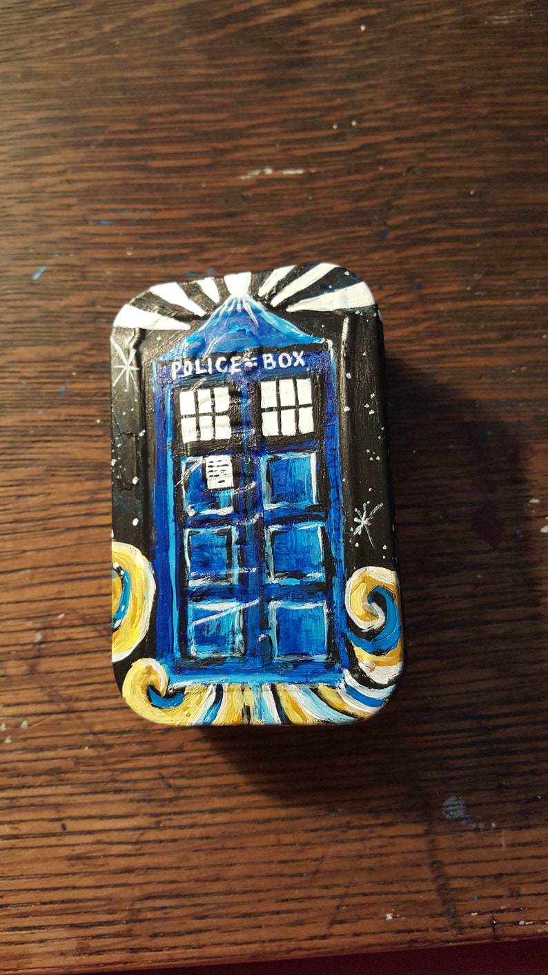 Doctor Who Handpainted ALTOIDS Tin Tardis With Swirls Dr. Who Survival ...