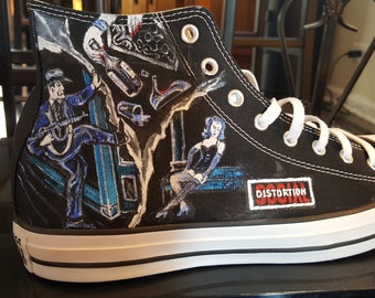 SOCIAL DISTORTION Hand Painted Custom Skelly Shoes Sneakers - Etsy