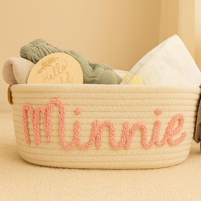 Embroidered Rope Baskets - Etsy