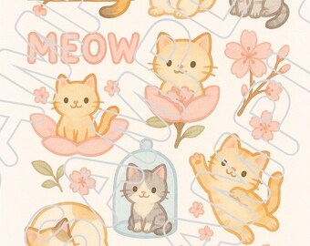 001 Cute Cats Goodnotes Planner Sticker Printable Digital File - Etsy