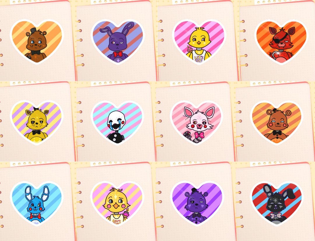 PREORDERS - Five Nights at Freddy’s Heart Stickers - Etsy