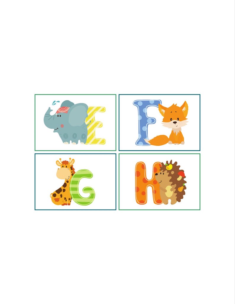 Animal Alphabet Flashcards for Kids A to Z Printable Learning Cards ...