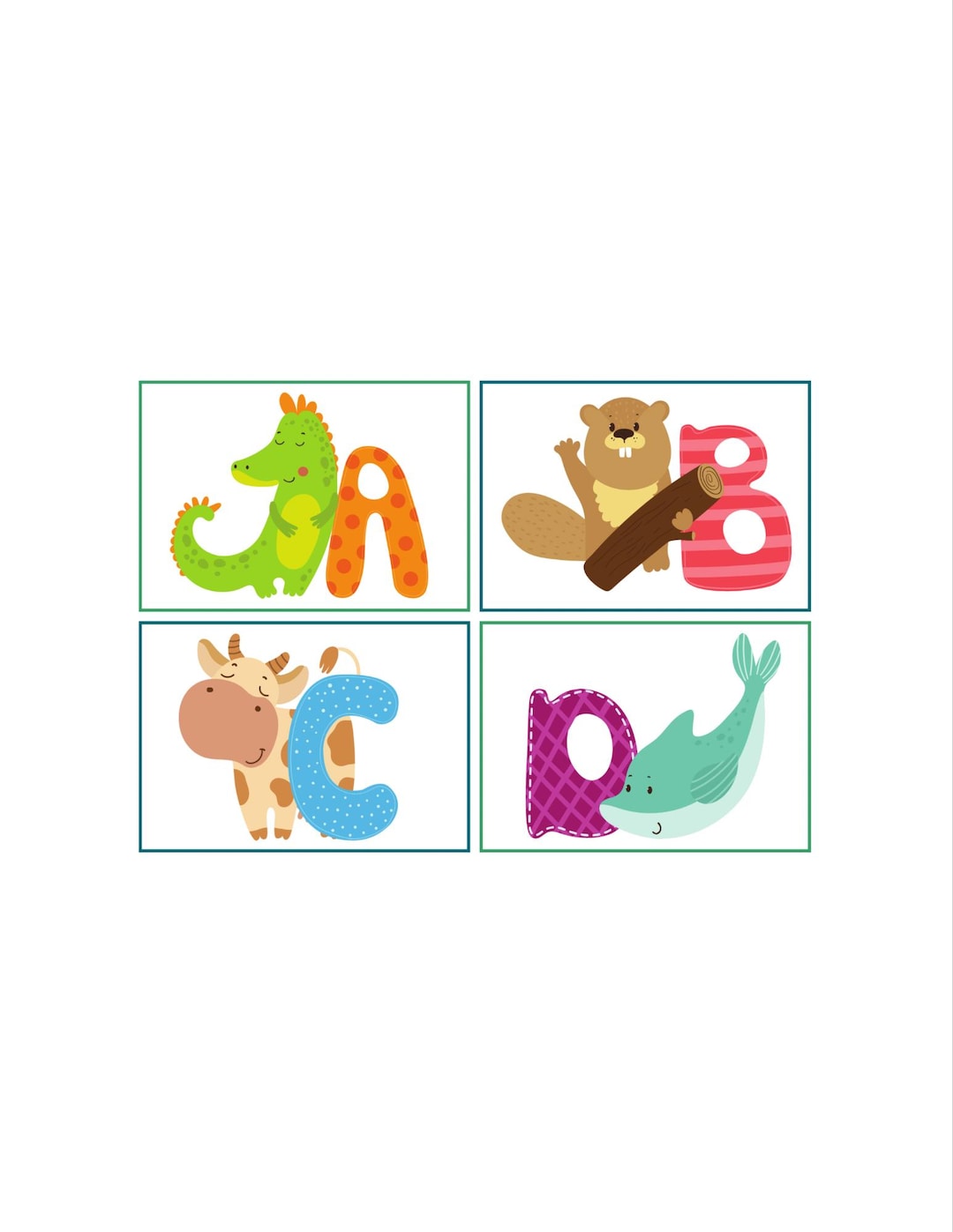 Animal Alphabet Flashcards for Kids A to Z Printable Learning Cards ...