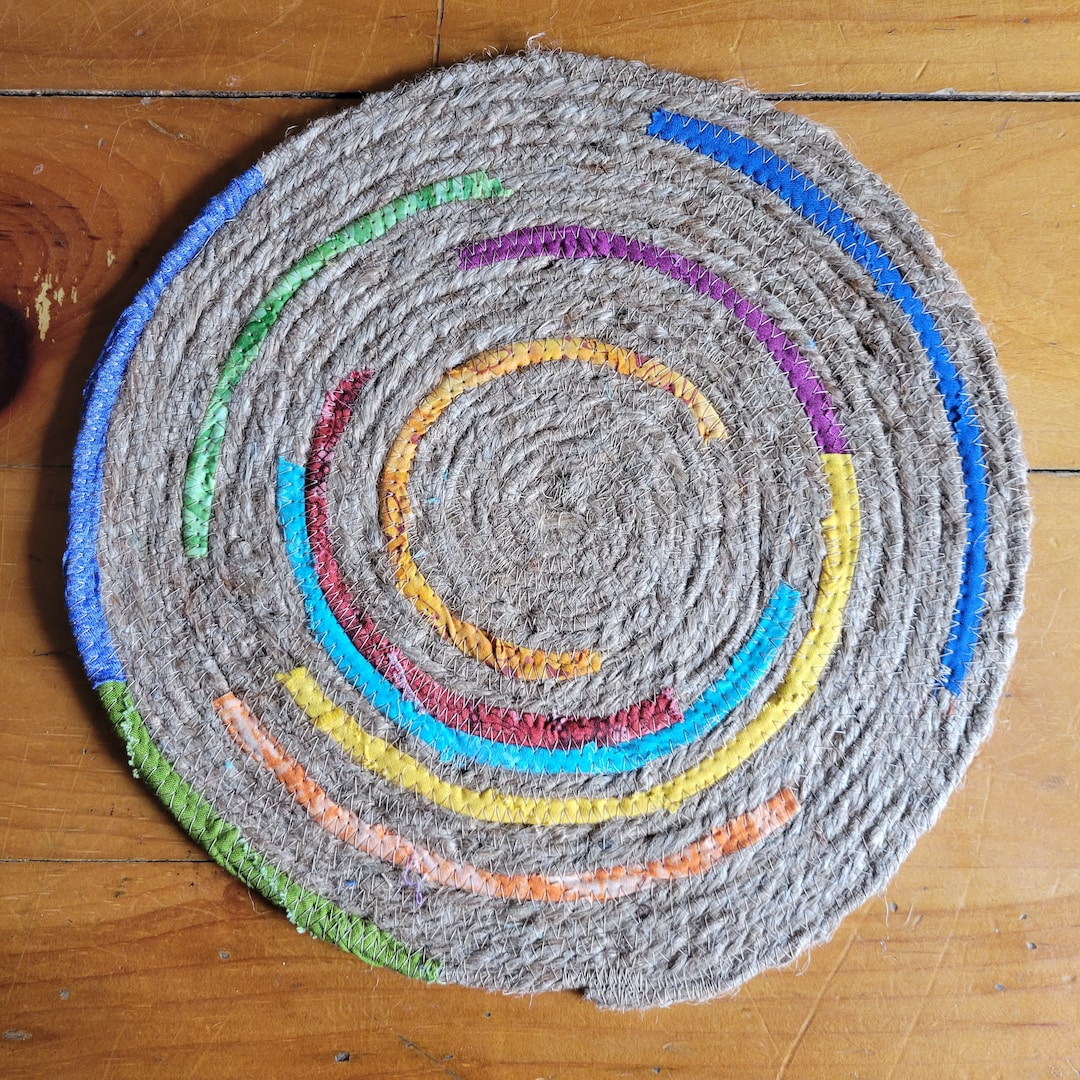 R2s Round Table Mat Jute Rope With Multicolors Handmade - Etsy