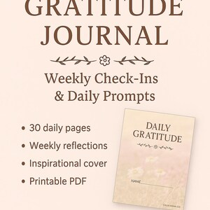 One-month Printable Gratitude Journal | Weekly Reflections & Daily ...