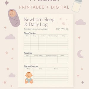Printable Newborn Sleep Log & Baby Tracker | Feeding, Diaper, and ...